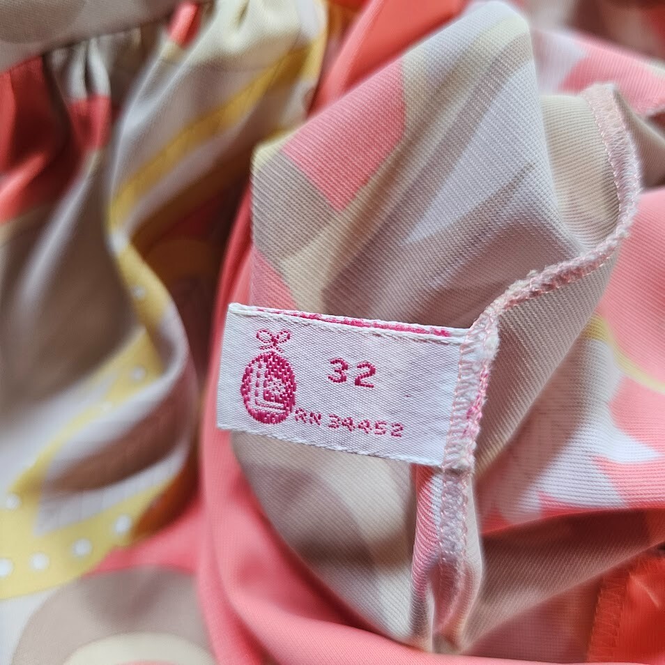 Vtg 60s Mod Graphic Pink Psych Lounge 2 pc Nylon Tunic Pajama Hostess ...