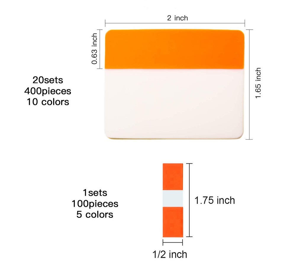 500 Pieces Tabs 2 Inch Sticky Index Tabs Writable and Repositionable ...