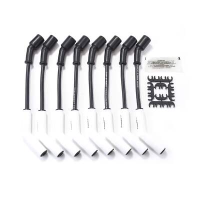 White Universal 8.5mm Black Ignition Wires w/ 135° Ceramic Plug Boots ...