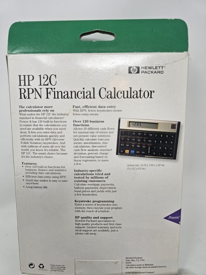 HP 12C Financial Calculator New in box with manuals Mint 886111555413| eBay
