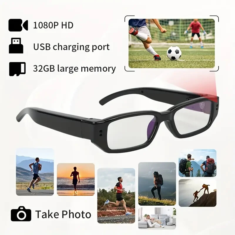 HD 1080P Video Camera Recorder Camera Eyeglasses Sports Running ...