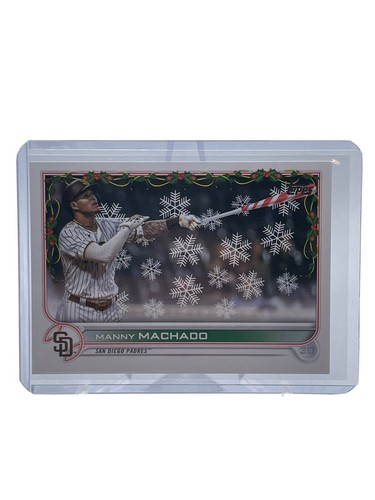 2022 Topps Holiday Manny Machado Candy Cane Bat SP Parallel Padres Code ...