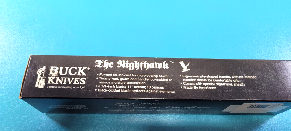 Buck Model 650 Knife Nighthawk Fighting Hunting Blade + Sheath & Box c ...