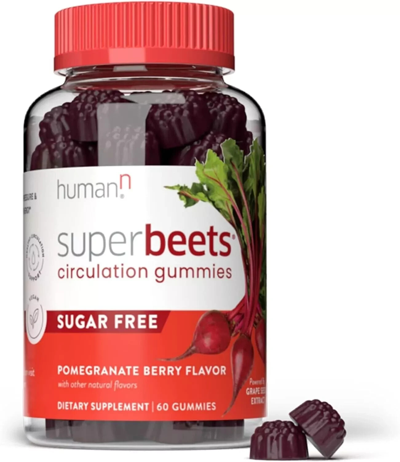 Human N Super Beets Circulation Gummies, Pomegranate Berry Flavor, 60 ...