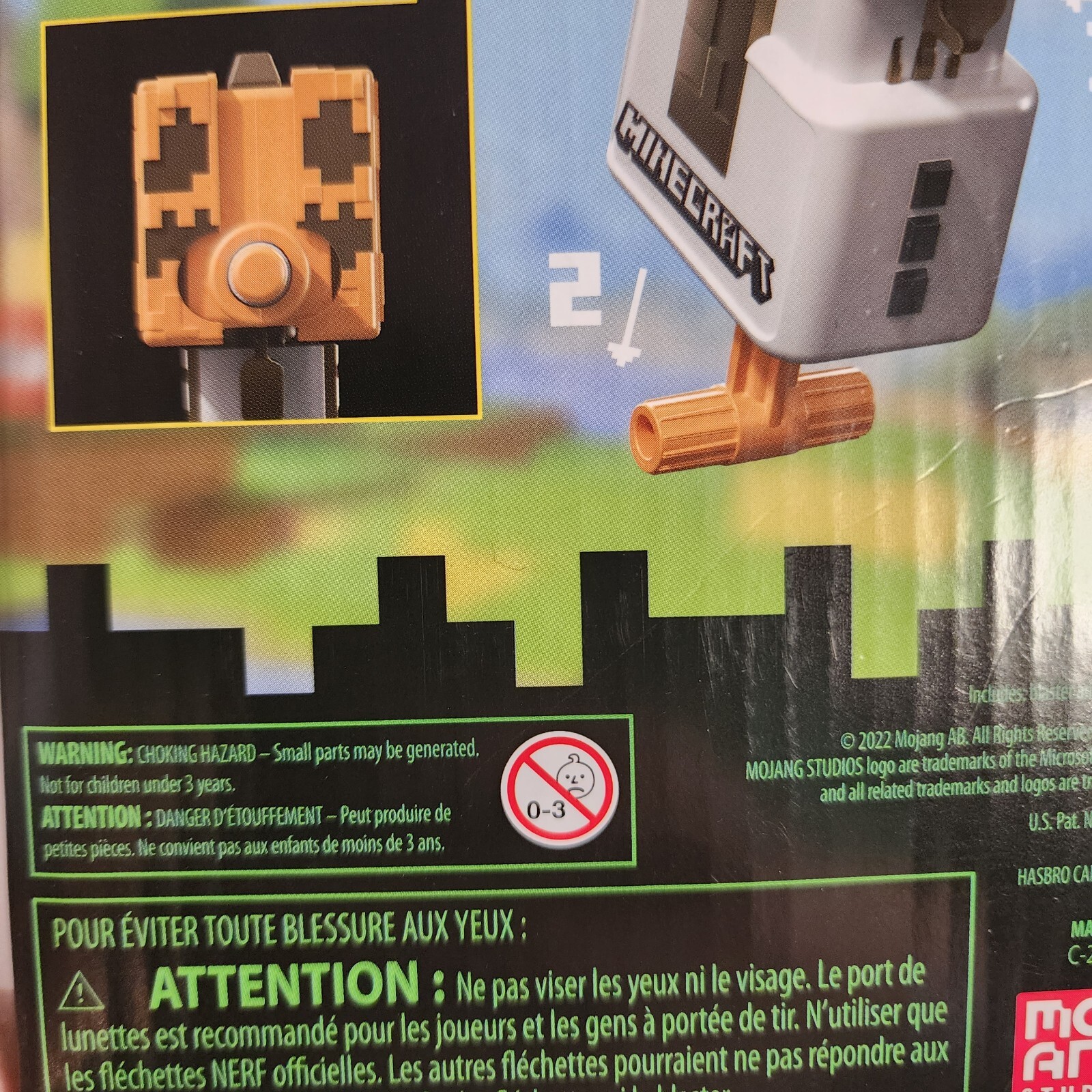 Nerf Minecraft Snow Golem Mini Blaster With 2 Elite Soft Darts - for ...