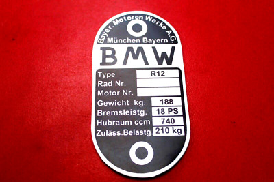 BMW R12 Aluminium Name plate | eBay