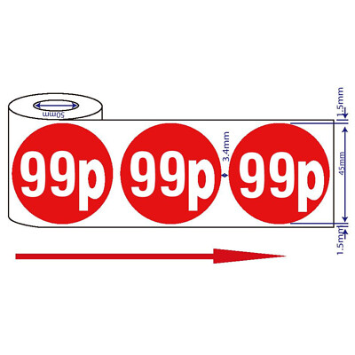 500x Red 99p Adhesive Stickers Sticky Price Labels For Retail | eBay UK