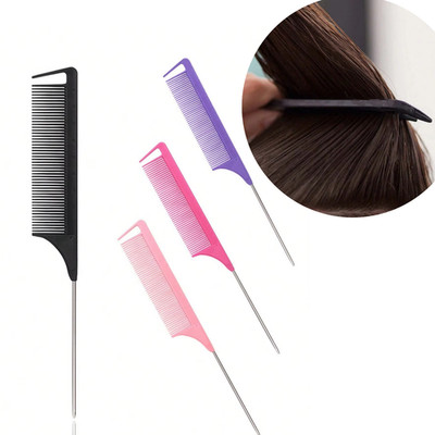 Hairdressers Barbers Metal Pin Tail Comb Rat Tail Comb For Styling 4 ...