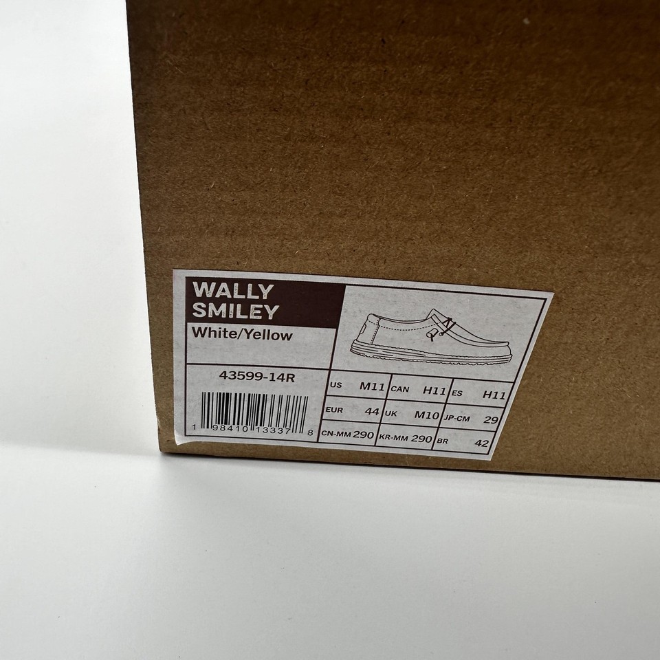 Hey Dude Wally Smiley Shoes Mens Size 11 White Yellow Slip On Smiley ...