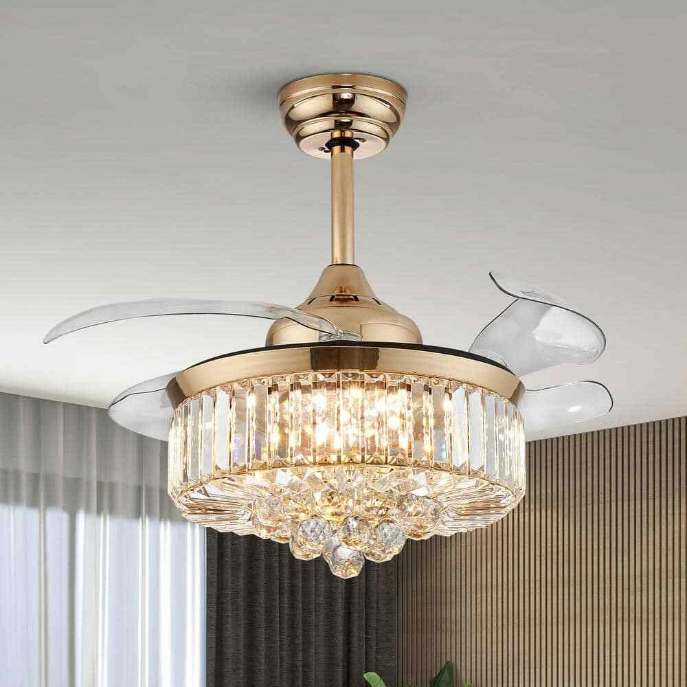 Gold Ceiling Fan With Crystals | Shelly Lighting
