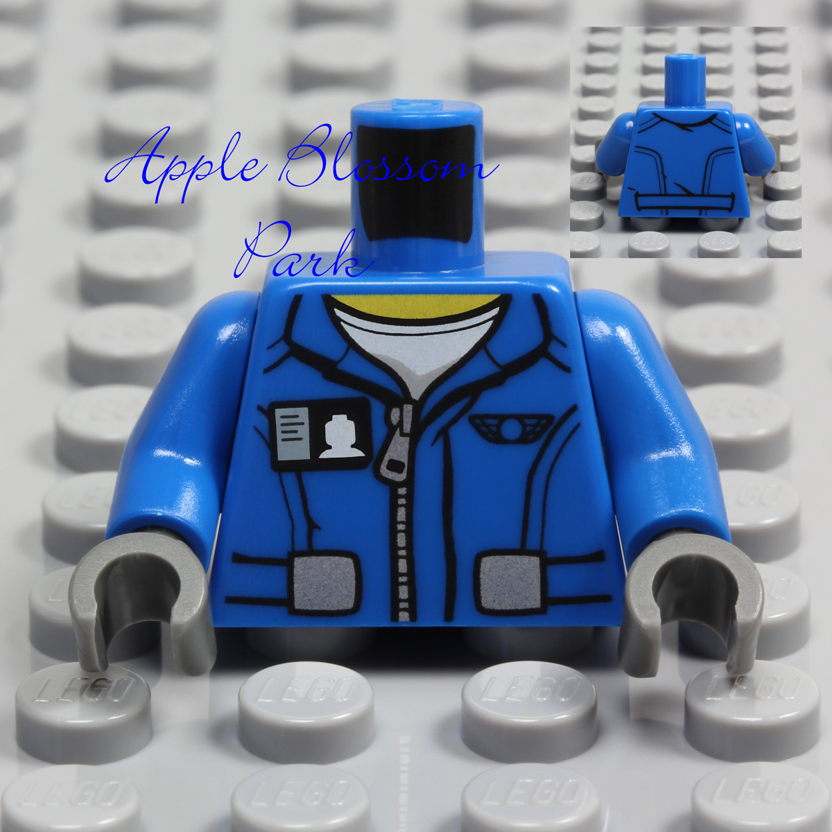 NEW Lego Minifig BLUE JACKET TORSO w/White T-Shirt Top ID Badge Boy ...