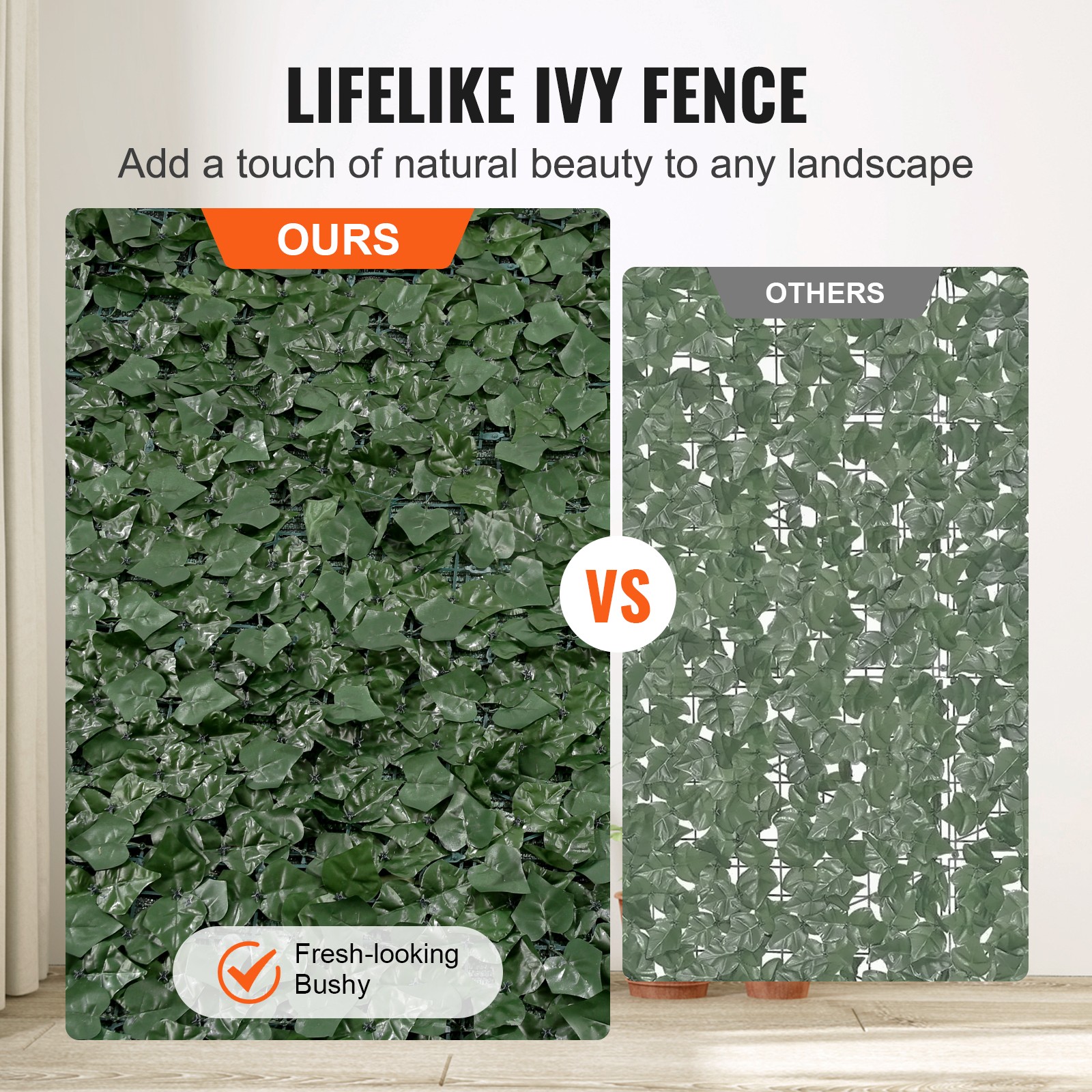 VEVOR Artificial Faux Ivy Leaf Fence Screen with Mesh Backing, 39x158