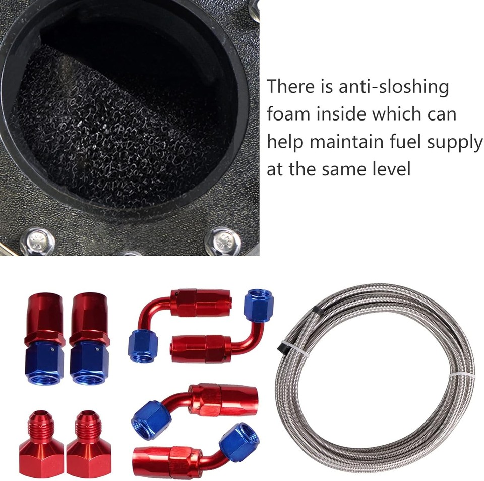 5 Gallon Aluminum Fuel Cell Gas Tank Cap Level Sender & Nylon Fuel Line ...