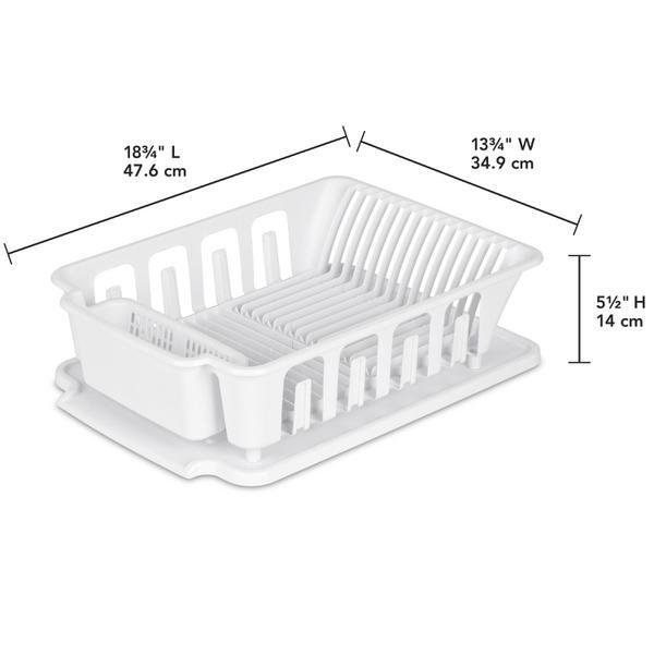 New Sterilite 2-Piece Large Kitchen Sink Tabletop Set Dish Rack Drainer ...