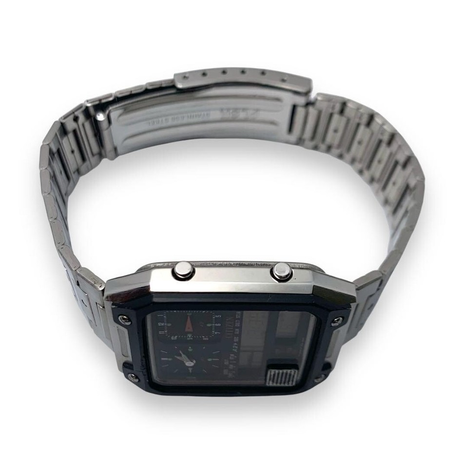 CITIZEN Ana Digi Temp Watch Dual Time Chronograph Black Dial Japan ...