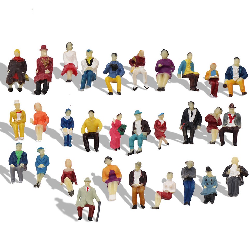 60pcs Model HO Gauge 1:87 Seated People Sitting Figures 30 Different ...