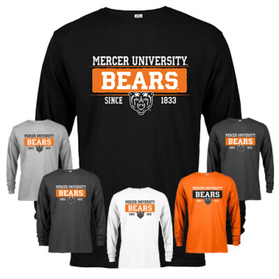 Mercer University Bears MU Since 1833 Bar Mascot Logo Long Sleeve T ...