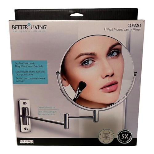 Better Living Cosmo 8 Inch Wall Mount Vanity Magnifying Makeup Mirror ...