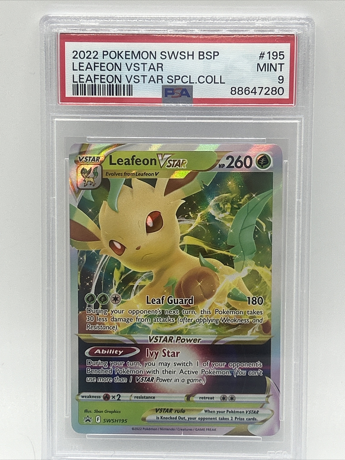 Pokemon Leafeon VSTAR Special Coll. Full Art Promo SWSH195 PSA 9 Mint ...