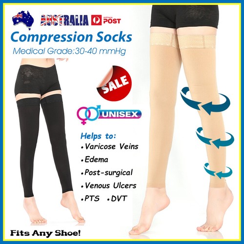Women Men Compression Stockings 30-40 mmHg Socks Flight Travel ...