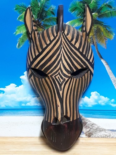 Hand Carve and Painted African Tribal Wood Zebra Head Mask Wall Art | eBay