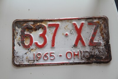 1965 Ohio License Plate 637-XZ | eBay