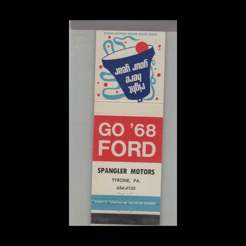 Matchbook Cover - 1968 Ford Dealer - Spangler Motors Tyrone, PA | eBay