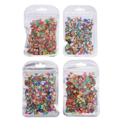 4 Packs Nail Charms Bulk Mix Polymer Clay Slices for Nails Fruit Decals ...