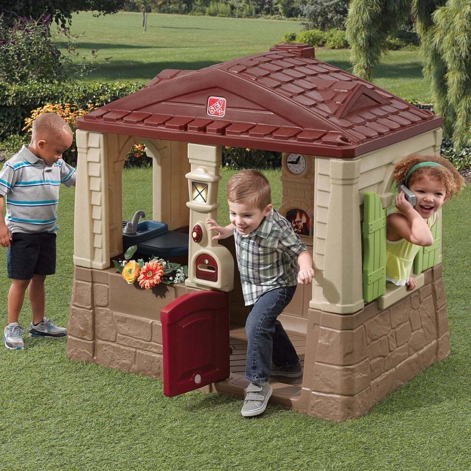 Step2 Neat & Tidy Cottage II Playhouse Kids Outdoor Toy House Brown ...