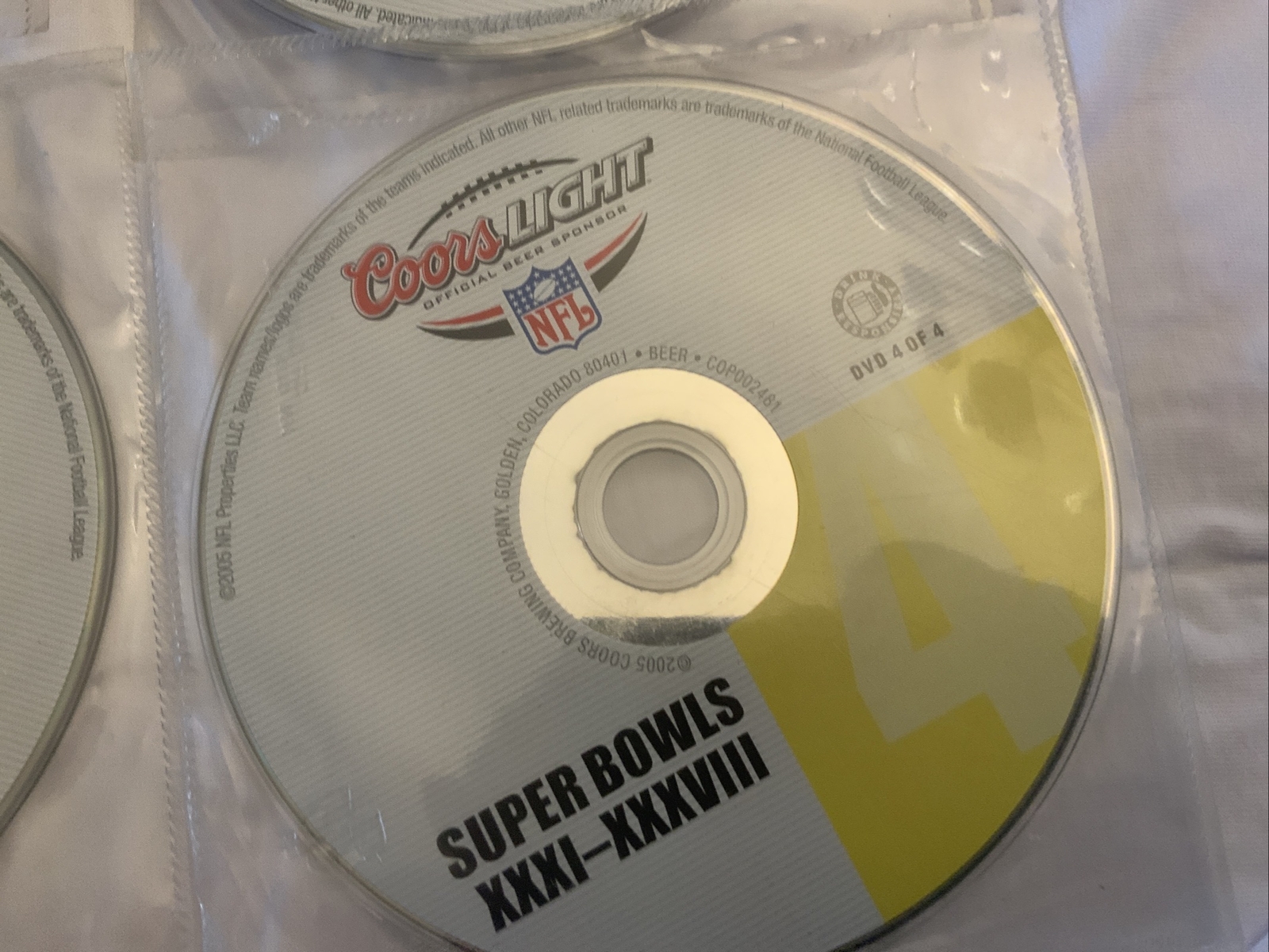 Super Bowl DVDS I-XXXVII Football Coors Light 3 New Discs 1 Used Free ...