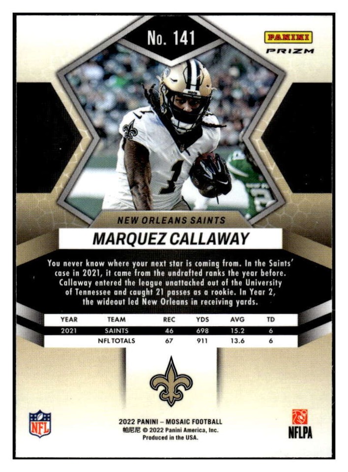 MARQUEZ CALLAWAY 2022 Panini Mosaic Silver #141 NFL Saints ID:49190 | eBay