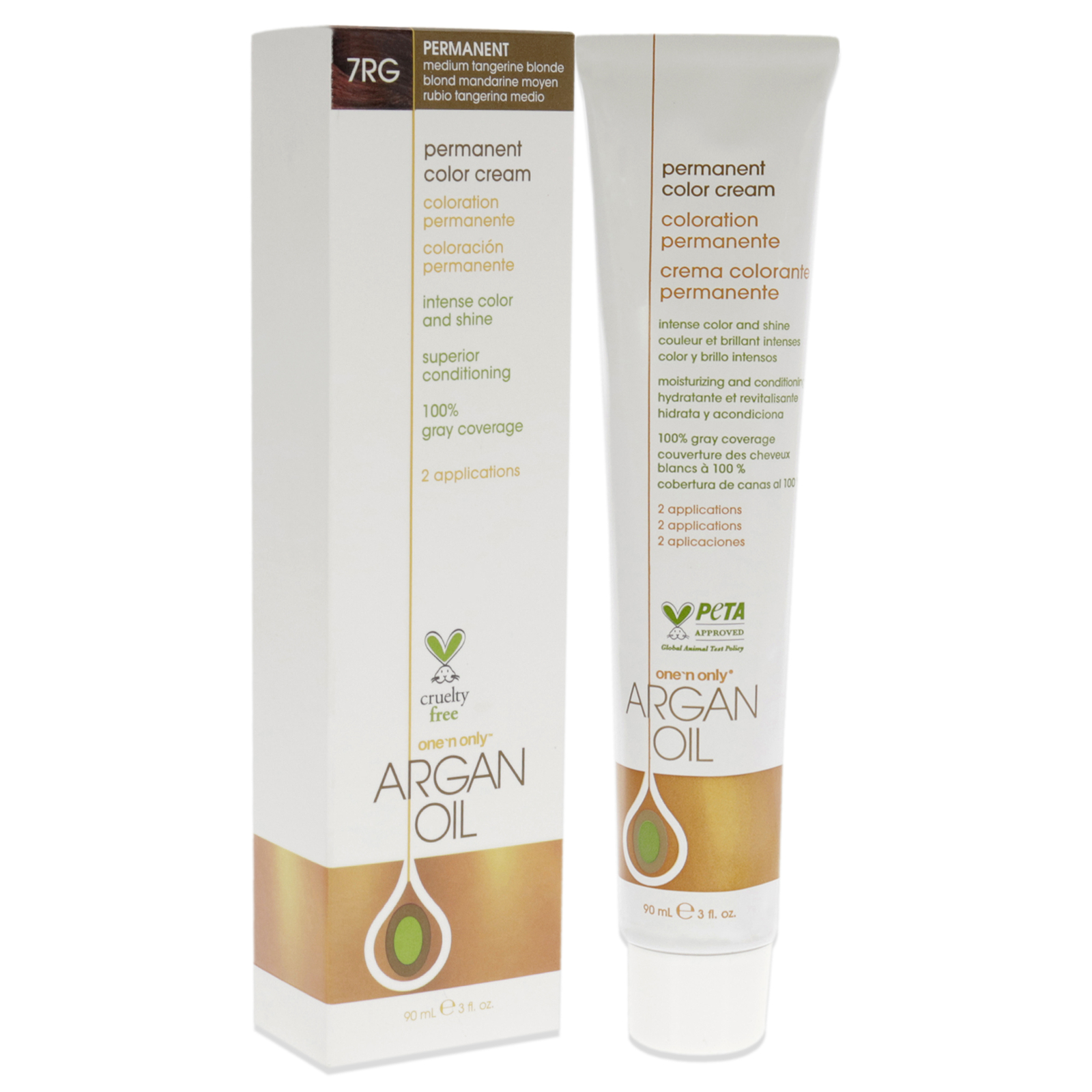 Argan Oil Permanent Color Cream - 7RG Medium Tangerine Blonde 3 oz Hair ...