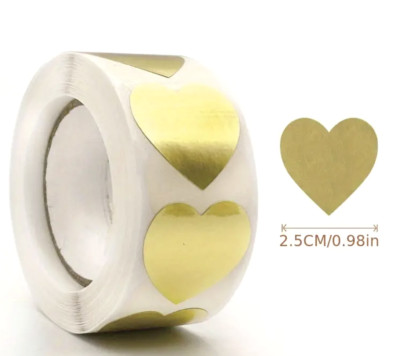 Gold Love Heart Stickers 2.5cm 50/100p Party Engagement Wedding Reward ...