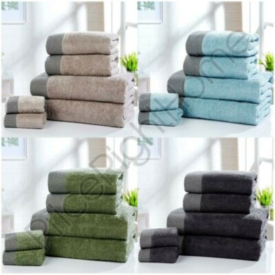 Tidal 6 Pièce Serviette Ballot 100% Coton Luxe Bain Set | eBay