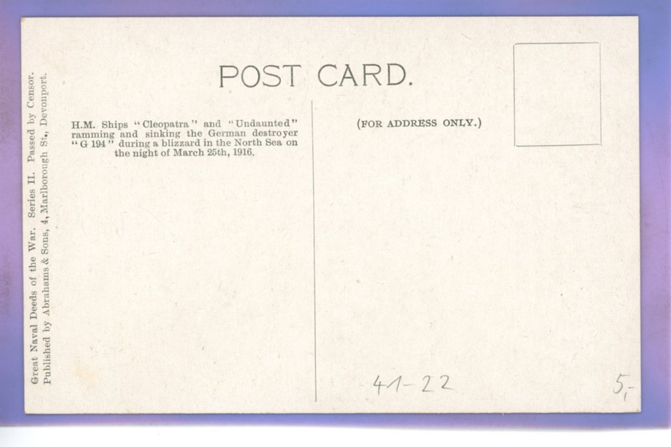 HMS CLEOPATRA NAVY SHIP SINKS GERMAN G 194 1916 WW1 WAR MILITARY ...