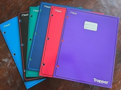 Vtg 6 Pack Mead Trapper Keeper Portfolio 2 Pocket 3 Ring Color Folders ...