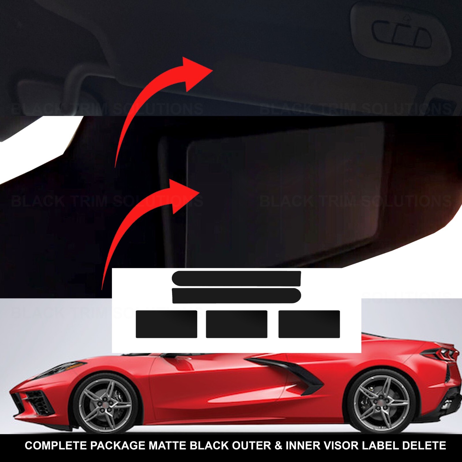 Pkg For 2020 2021 22 23 24 Corvette C8 Sun Visor Label Delete Matte ...