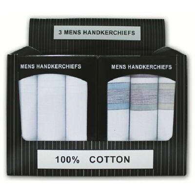 3 Pack of Mens 100% COTTON BOXED Hankies Large Hankerchiefs Hanky | eBay UK