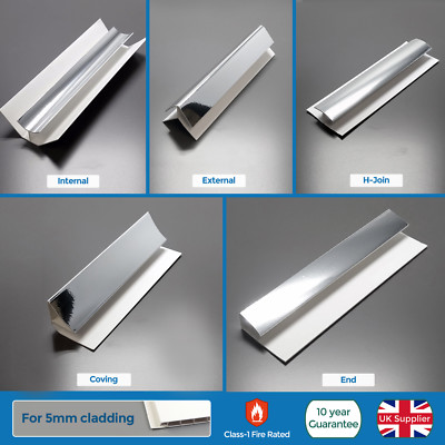 Chrome 5mm Trims for Bathroom Panels & Shower Wall Panels PVC 2.7m ...