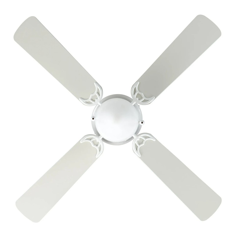 Mainstays 42 Inch Hugger Metal Indoor Ceiling Fan with Light, White, 4 ...