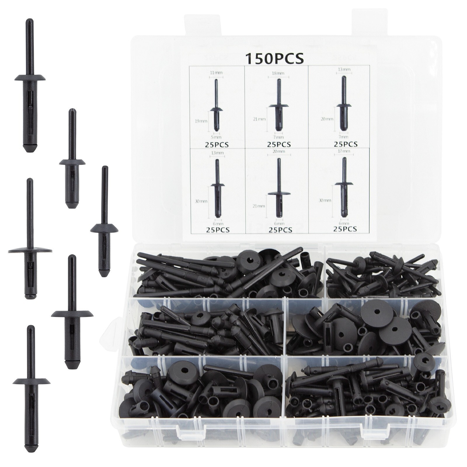 150Pcs Front Hood Bumper Nylon Blind Rivets For Dodge Challenger ...