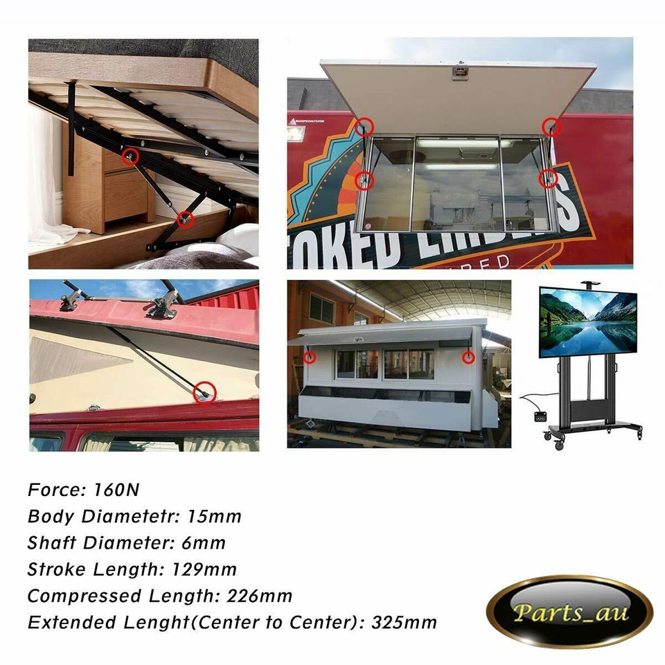 2x Gas Strut suit ARB Canopy REAR window 325mm long 160N 1921VR for ...