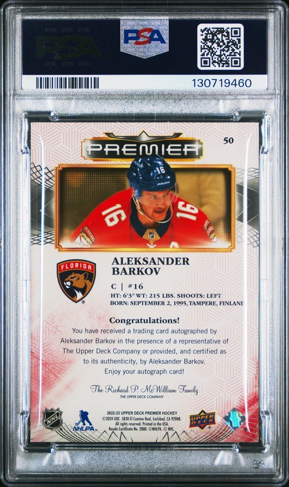 2023 UD PREMIER UPDATE 2022-23 UD PREMIER AUTO #50 ALEKSANDER BARKOV ...