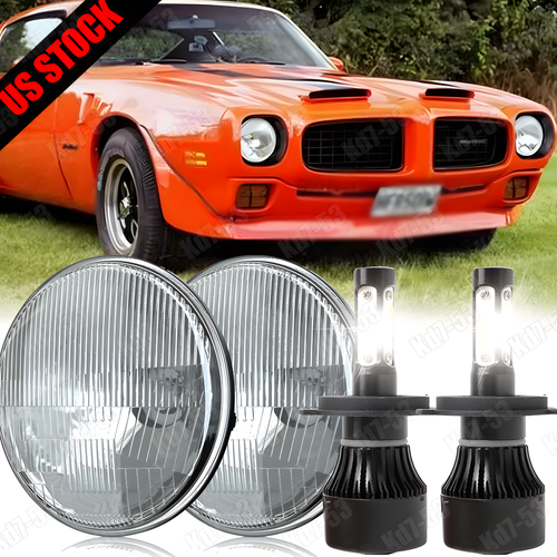 6000k White For Pontiac Firebird 1970-1976 Pair 7"inch LED Headlights ...