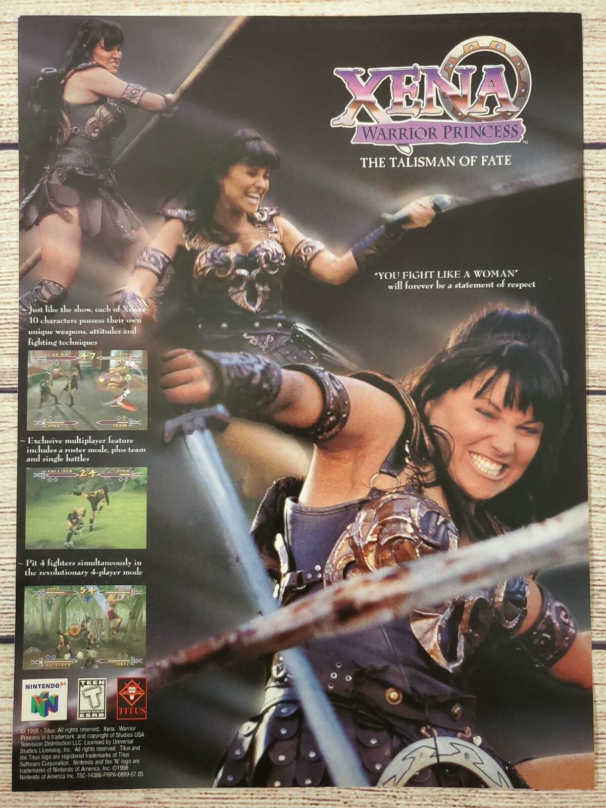 Xena Warrior Princess the Talisman of Fate Nintendo 64 Promo Ad Art ...