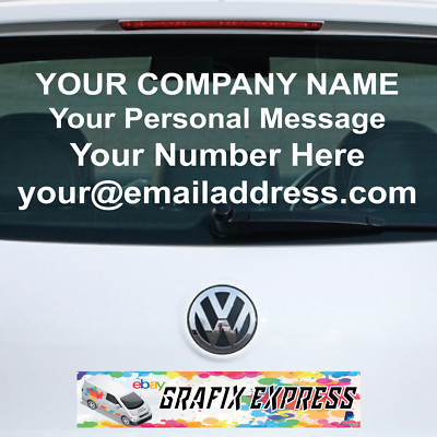 PERSONALISED BUSINESS NAME STICKER Car Van Rear Window Door Sign ...