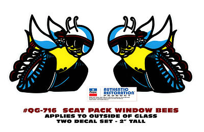 GE-QG-716 1970 DODGE - SCAT PACK BEE DECAL - OUTSIDE WINDOW INSTALL ...