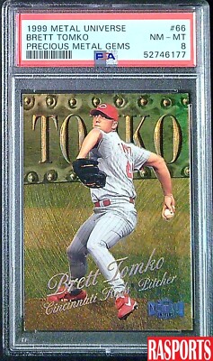 1999 BRETT TOMKO PRECIOUS METAL GEMS METAL UNIVERSE #66 PSA 8 SN 17/50 ...