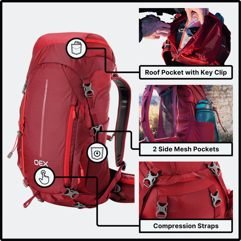 OEX Vallo Air 28 Rucksack Perfect for Hiking and Travelling, Travel ...