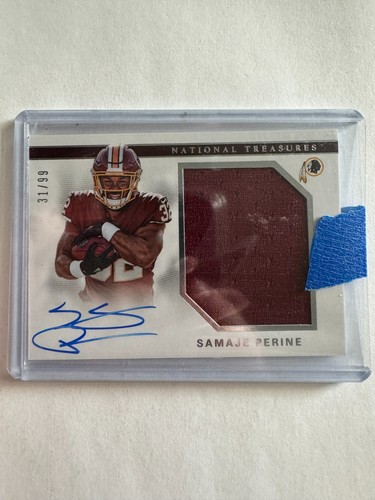 2017 Panini National Treasures - Rookie Patch Autograph Samaje Perine ...
